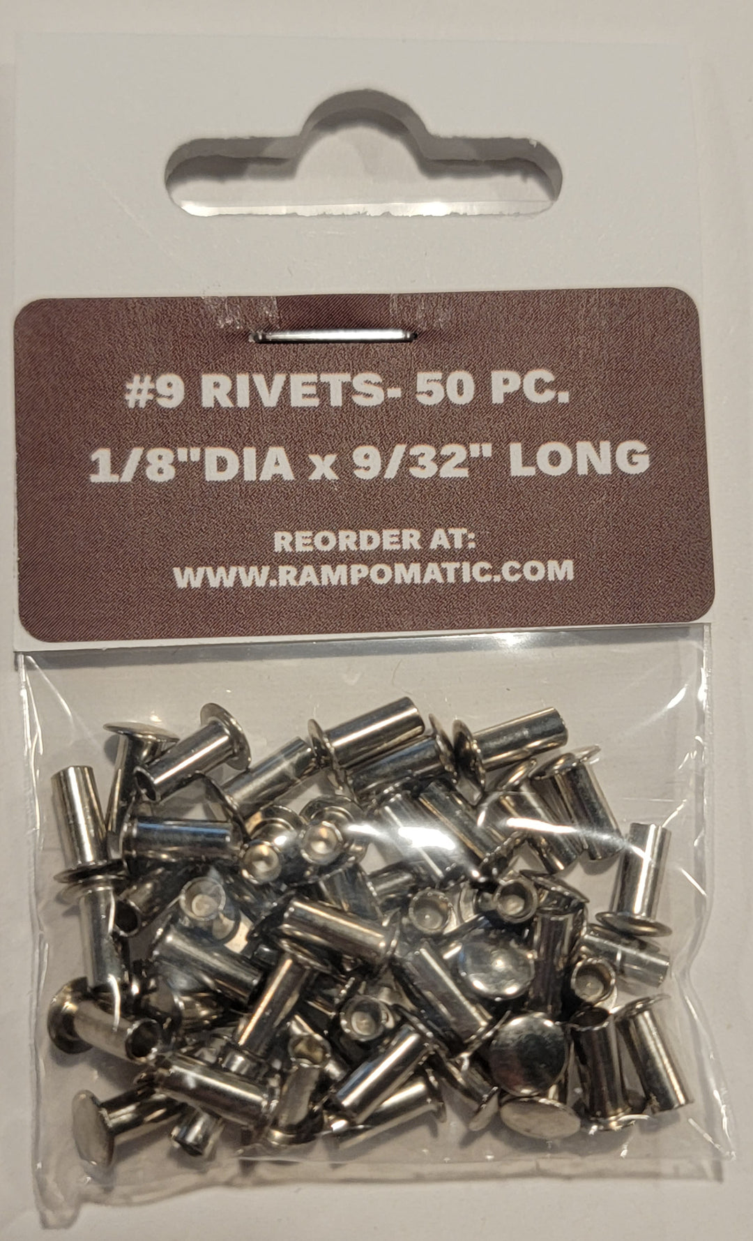 Nickel Plated Brass Rivets- 1/8" x 9/32" Pack of 50 – Ramp-O-Matic